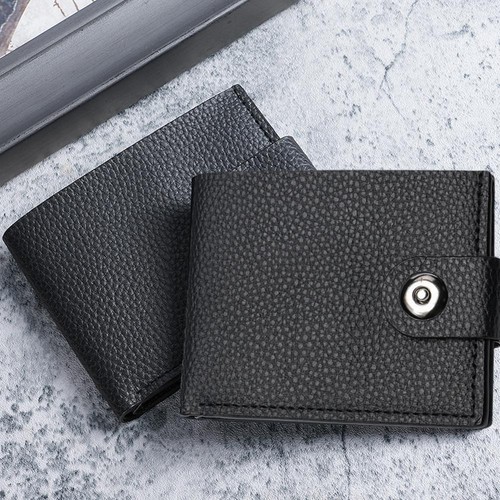 Mens Leather Wallet with Snap Button Protection Wallets; | eBay