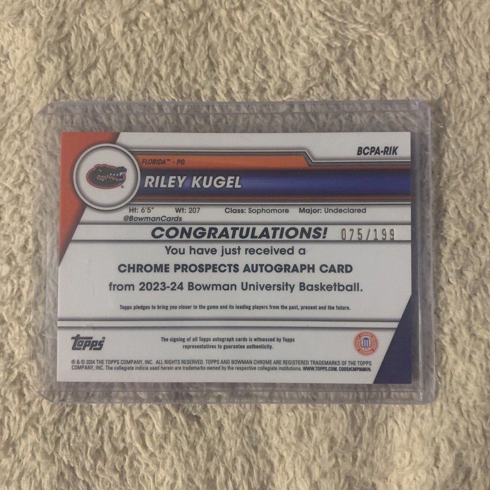 Riley Kugel 2023-24 Bowman University Auto Autograph Lava Refractor #d ...