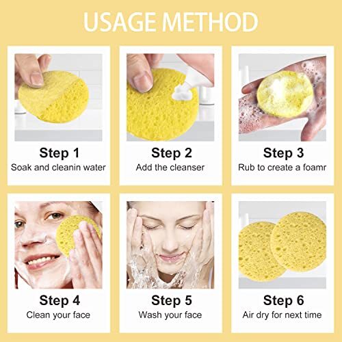 50-Count Facial Sponges Compressed Natural Cellulose Sponge Round Shape ...