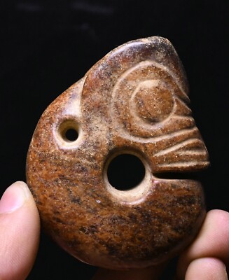 6CM China Hongshan Culture Old Jade Carved Yu Pig Dragon Hook Gou ...