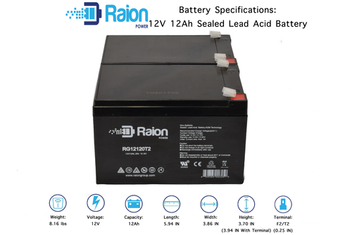 Raion Power RG12120T2 12V 12Ah Sealed Lead Acid SLA AGM Battery ...