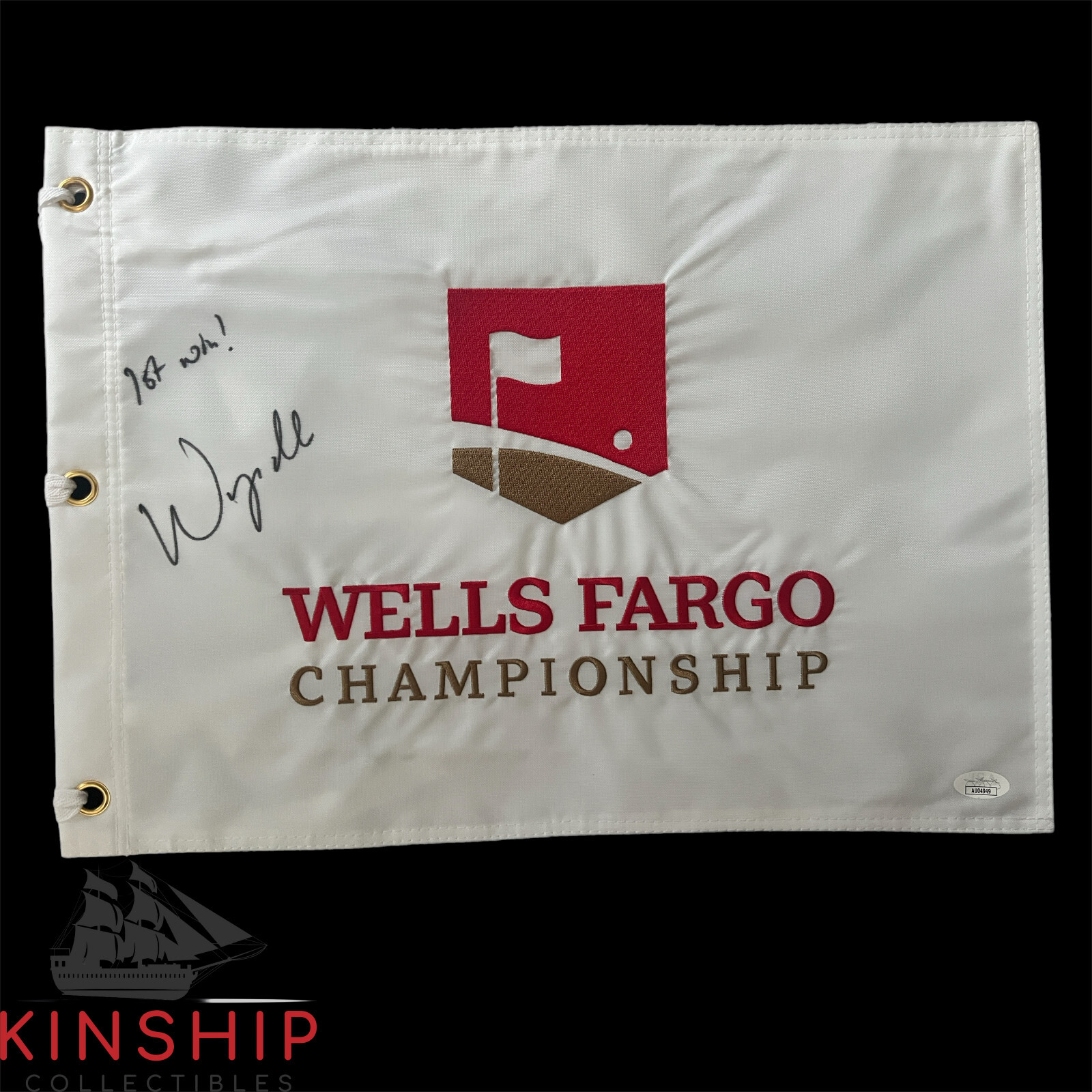 Wyndham Clark signed Wells Fargo Pin Flag JSA Inscribed 1st Win Golf ...