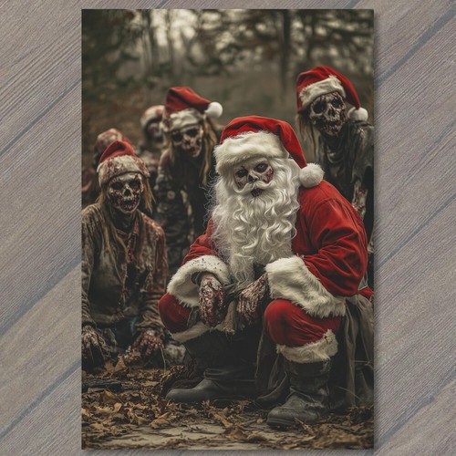 5x7" Horror Santa Zombie Elves Creepy Christmas Haunted Scene Holiday ...