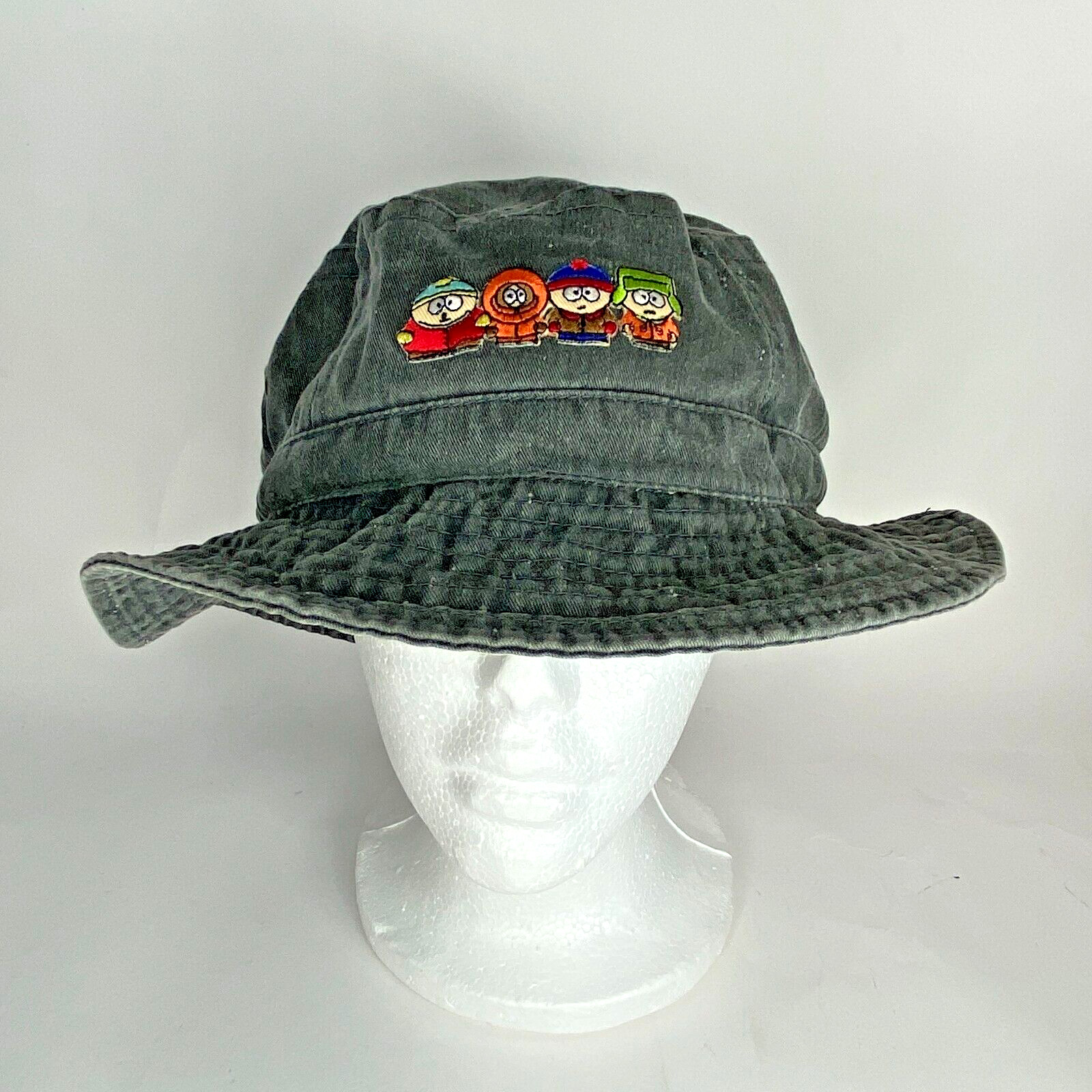 South Park Bucket Hat 1998 Gray Denim Vintage Fahrenh… - Gem