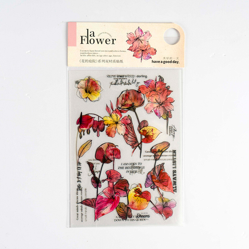 flower stickers floral sticker set transparent flower plant stickers ...