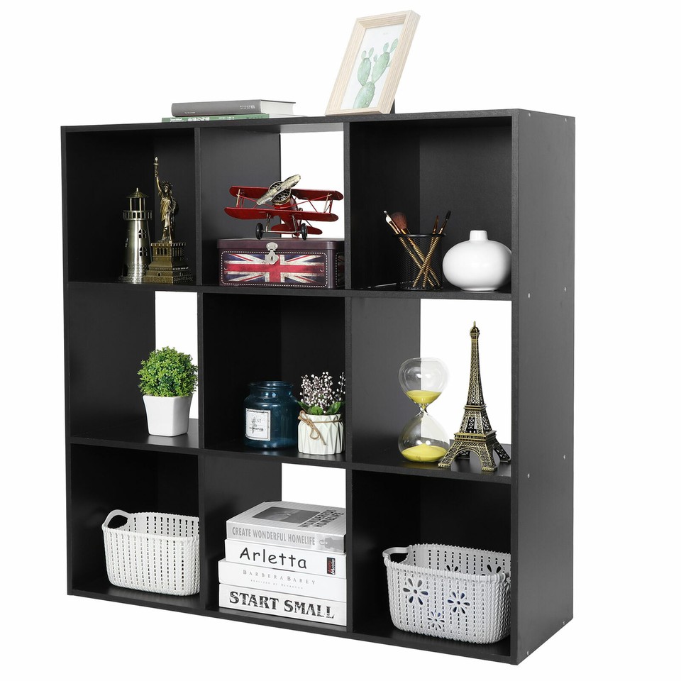 9-Cube Storage Cabinet Wood Shelf Cubical Cube Chipboard Home Organizer ...