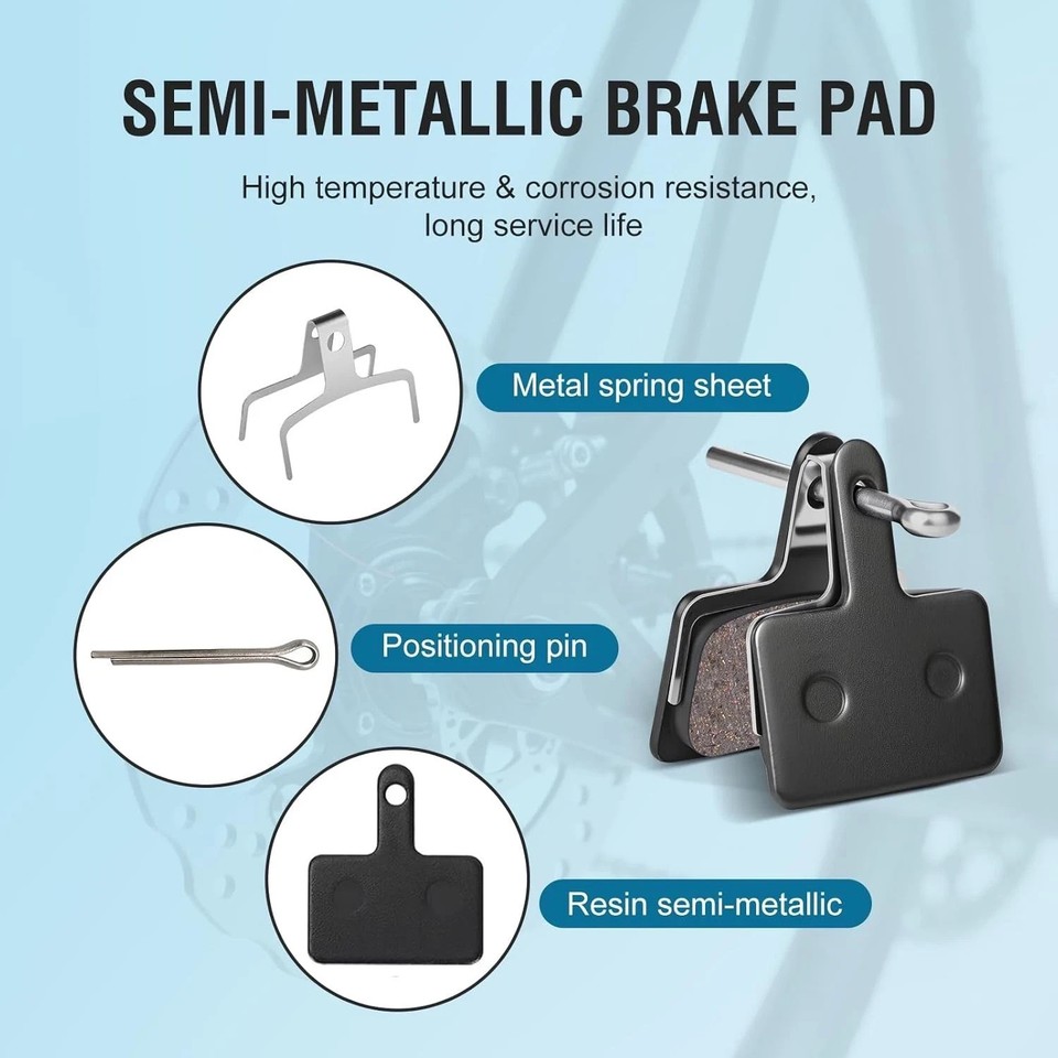 4 Pairs MTB Disc Brake Pads Resin & Semi-Metallic Quiet W/ Install Kit ...