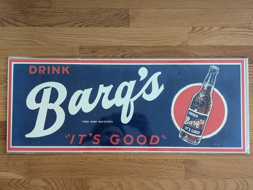 Barq's Root Beer Vintage Cardboard Soda Sign 11x28 NM-MT Bold Colors | eBay