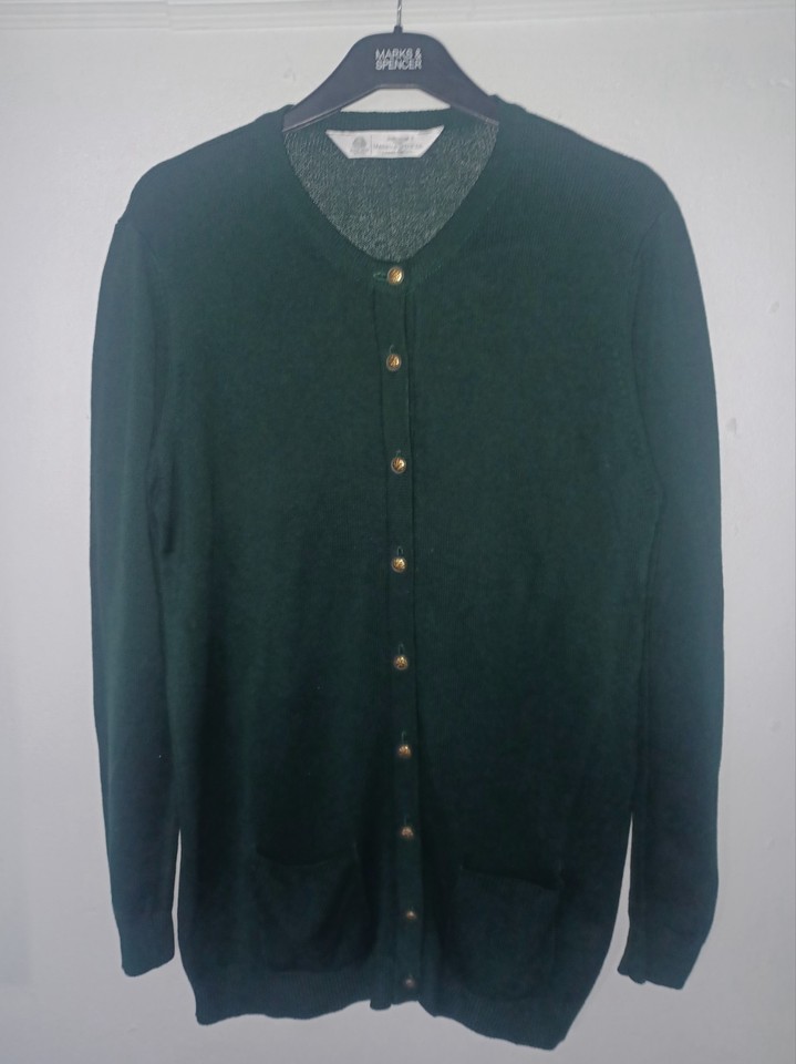 Smart & Cosy St Michael MARKS & SPENCER LAMBSWOOL Cardigan - Green UK ...