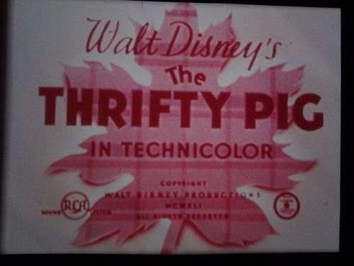 16mm THE THRIFTY PIG (1941) WWII Disney propaganda cartoon; red color ...