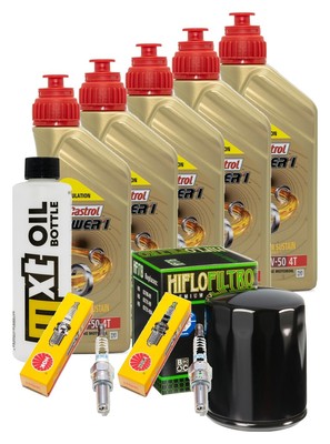 Service-Kit 5 L Öl Castrol 20W-50 + Ölfilter Hiflo + 2x Zündkerze NGK ...