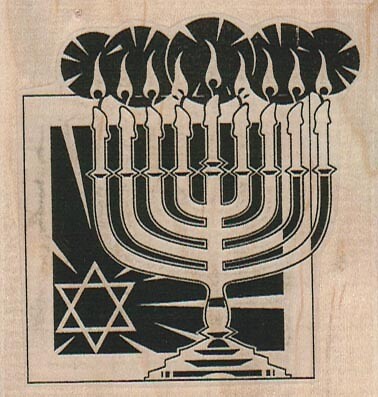 Menorah And Star Of David 2 3/4 x 2 3/4" Rubber Stamp, Religion Stamp ...