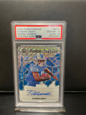 RS 15 2020 Panini Mosaic D’Andre Swift Rookie Scripts Gem 10 PSA ...