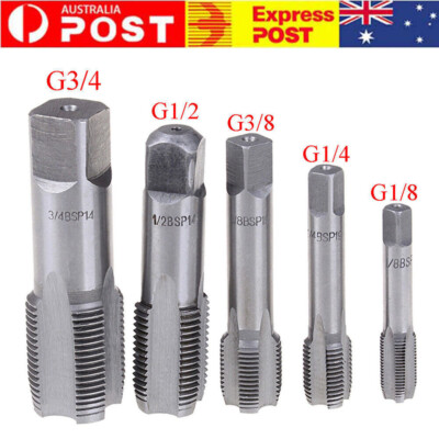 5Pc HSS Taper NPT Pipe Thread Tap Set BSP Screw Cutting G1/8 1/4 3/8 1/ ...