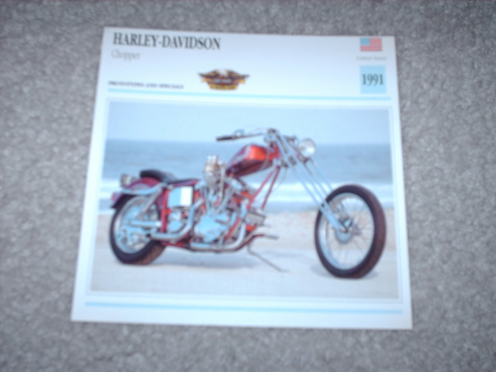 1991 Harley Davidson Chopper Atlas Motorcycle Card NOS Printed in USA ...