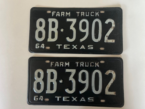 1964 TEXAS FARM TRUCK LICENSE PLATES 8B-3902 | eBay