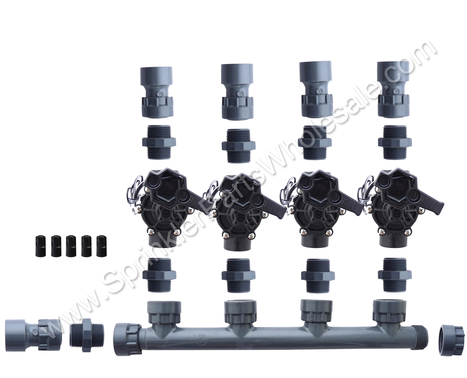 Rain Bird 100DVFNPT 4 Zone Dura Manifold Valve Kit With Flow Control ...