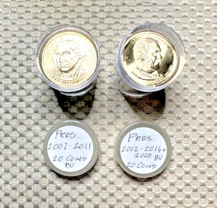 2007-2016 & 2020 Bush COMPLETE 40 Coins US Presidential Dollar Set "BU ...