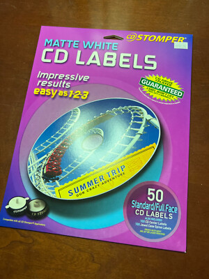 CD Stomper Matte White CD Labels Refills 50-Count Inkjet/Laser Dual Use ...