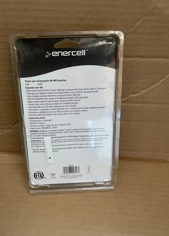 New Sealed Enercell 2-Bay 15 Minute Travel Charger With 2 AA Ni-MH ...