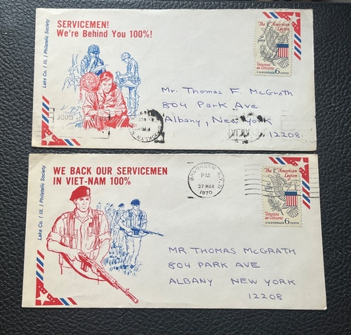x2 VIET NAM WAR 1970 PATRIOTIC MILITARY COVERS BROOKLYN NY ! SOLDIER ...