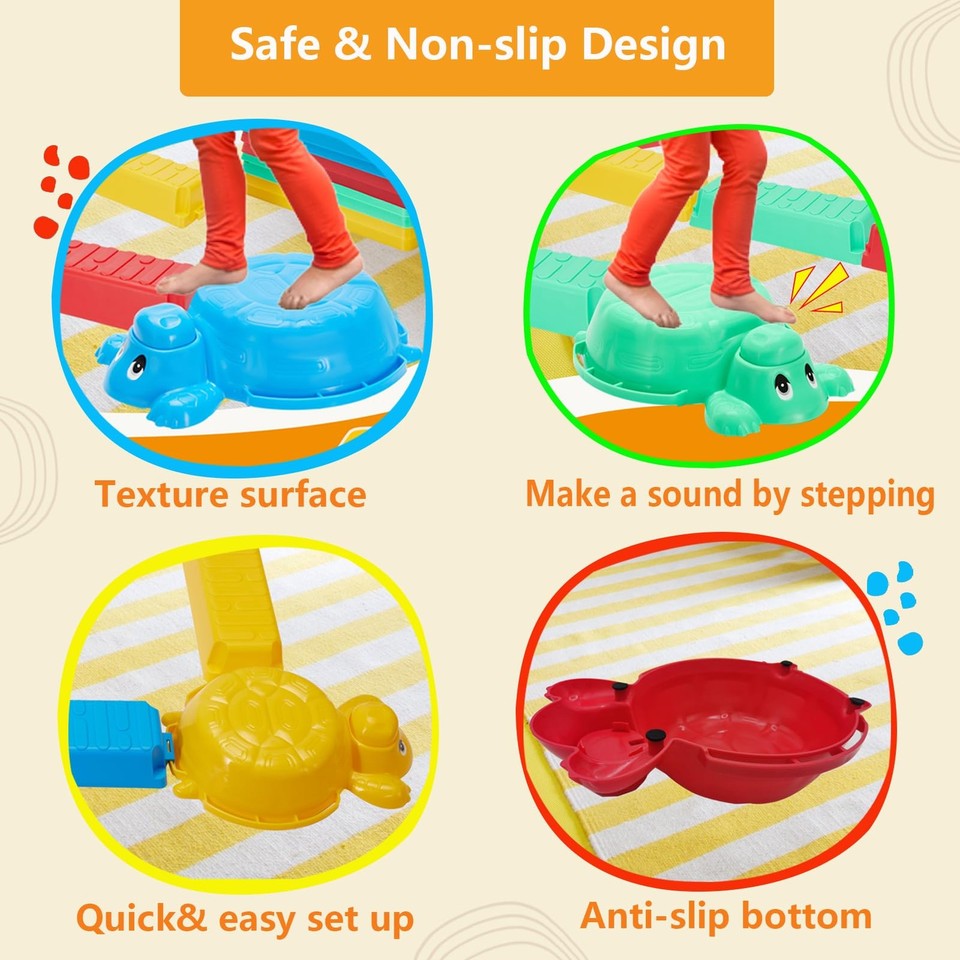 Balance Beams Stepping Stones For Kids - 12 Piece Turtle Jumping ...