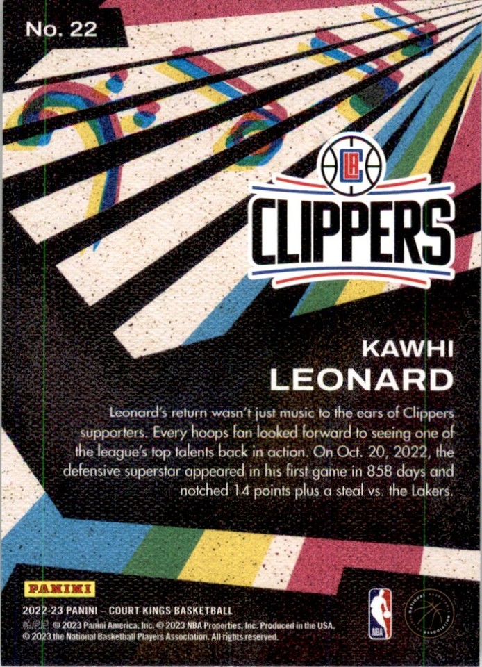 2022-23 Court Kings Maestros KAWHI LEONARD Los Angeles Clippers #22 | eBay