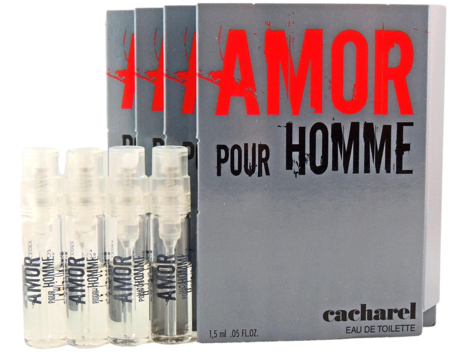 CACHAREL AMOR POUR HOMME 1.5ml .05fl oz x 4 COLOGNE SPRAY SAMPLE VIALS ...