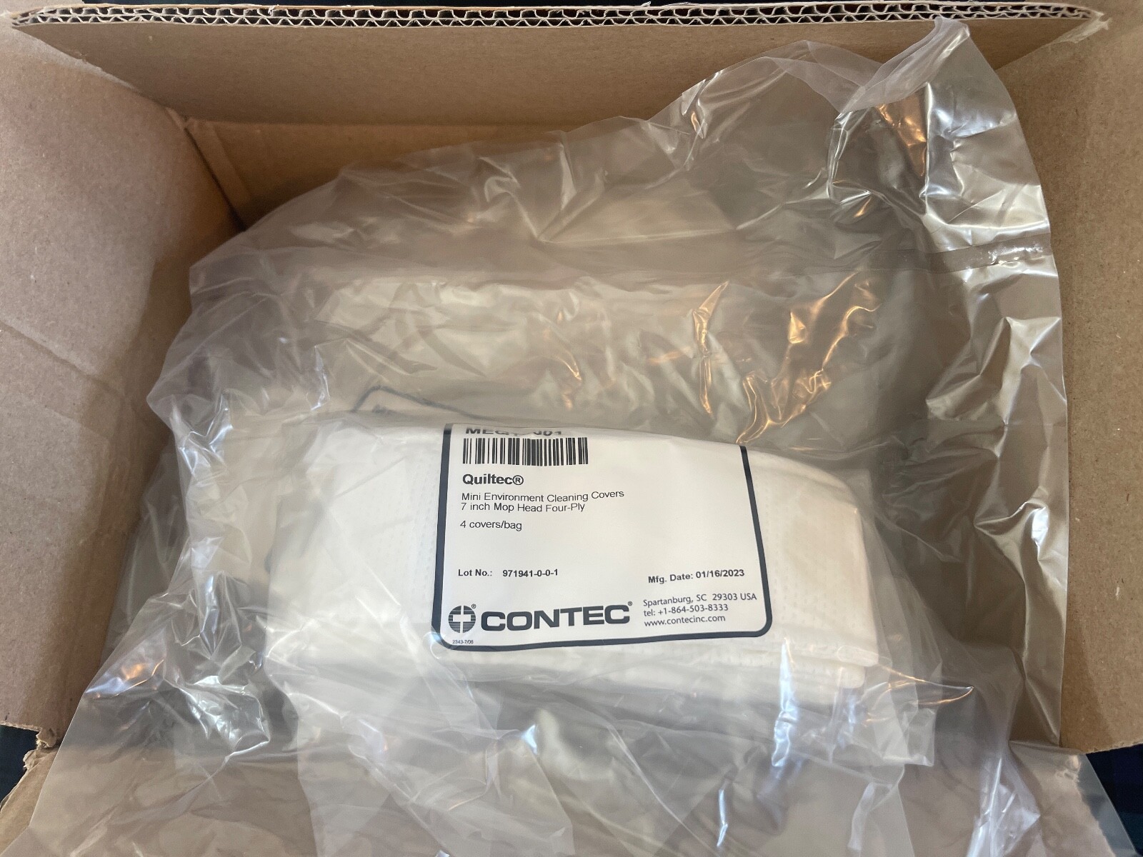 Contec Quiltec MEQT0001 Cleaning Covers 7" Mop Head 4-Ply 4 Covers Bag ...