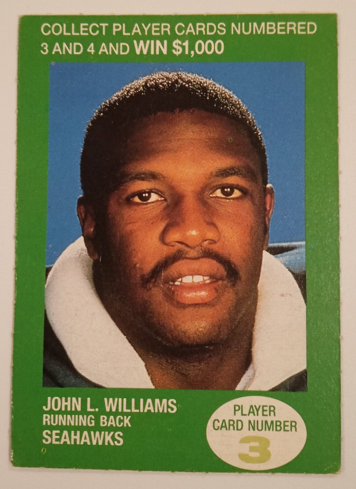 1990 John L. Williams Seattle Seahawks BP Match 2 Game (Rules Back) #3 ...