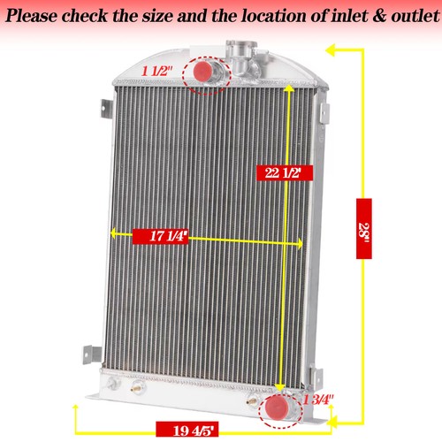 3 Row Radiator fit Ford 1933-1935 Model A Series 2.2L Chevy V8 Engine ...