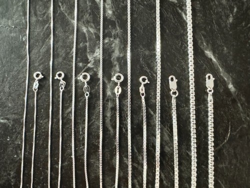 Real Solid 925 Sterling Silver Square BOX Chain Necklace Made in Italy ...