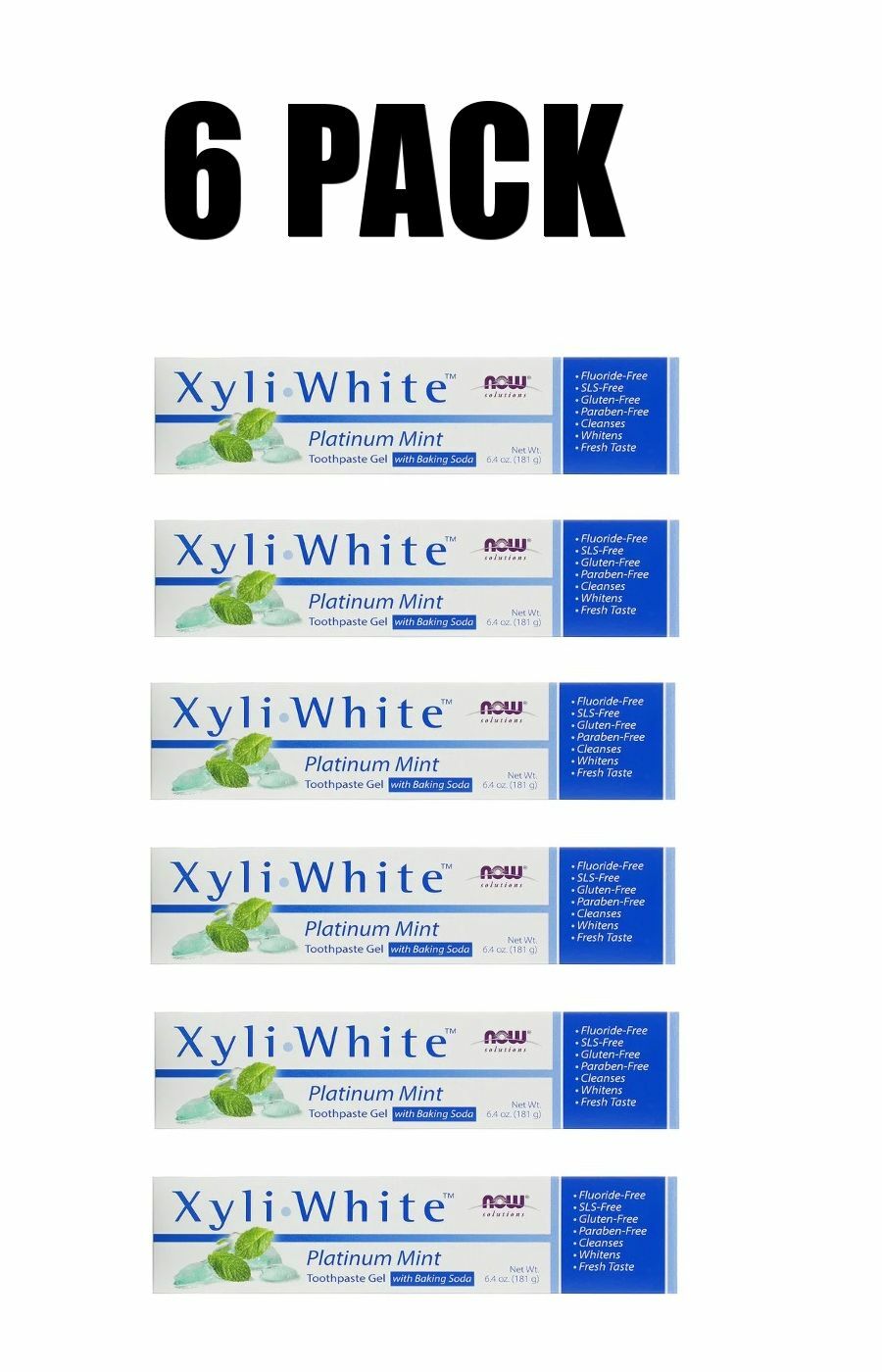 XyliWhite, Toothpaste Gel, Platinum Mint, 6 PACKS, 6.4 oz (181 g) each ...