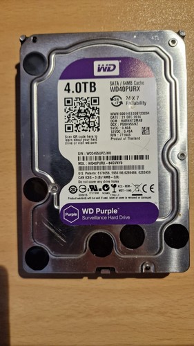 Western Digital Purple WD40PURX 4TB SATA Hard Disk - Spares or Repair ...