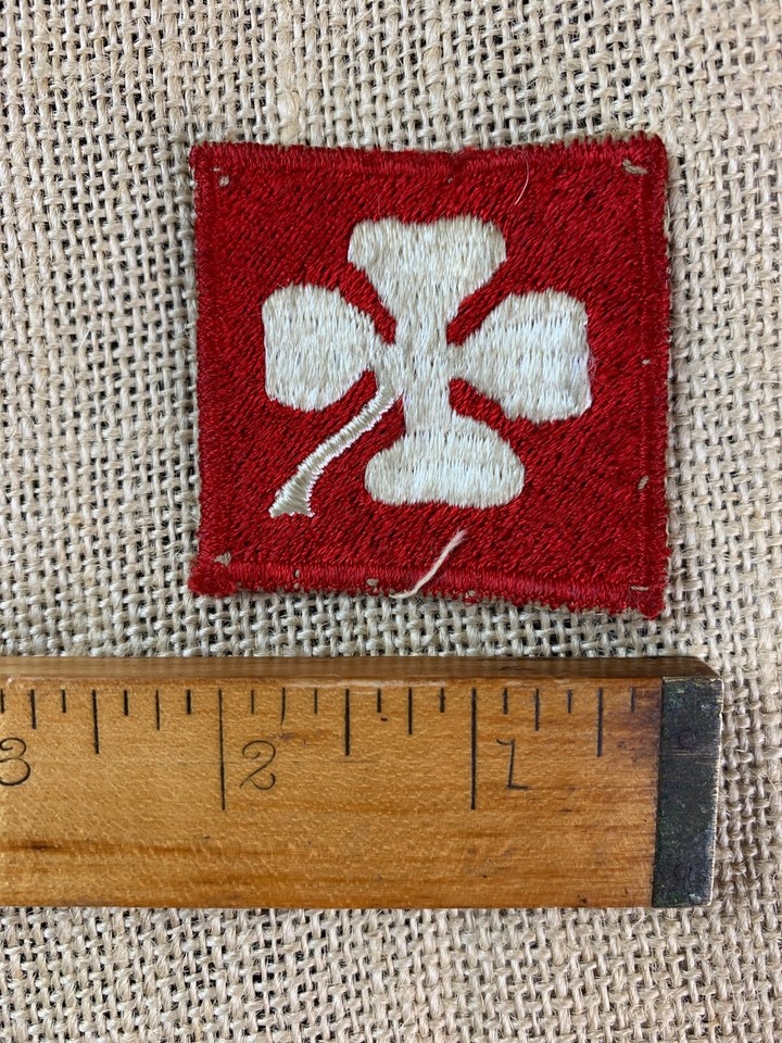 WWII Four Leaf Clover Patch Red & White 4th United States Army | eBay