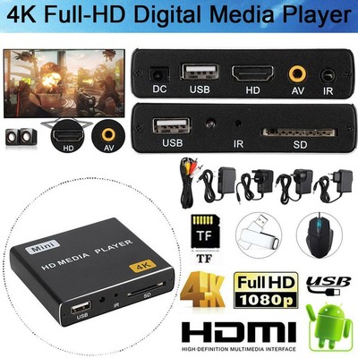 4K 1080P Full-HD Digital Media Player HDMI USB Android Home Music Video ...