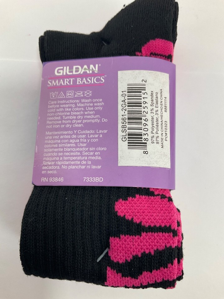 Gildan Smart Basics Girls' 2 Pack Game Socks Shoe Size: 4-10 Multi ...