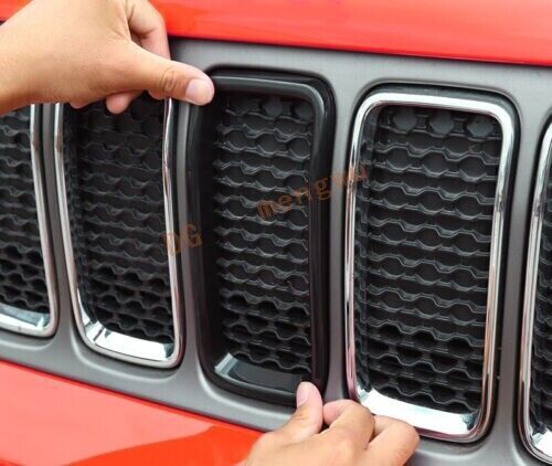 Black Front Grille Grill Ring Decor Cover Trim Fit For Jeep Renegade ...
