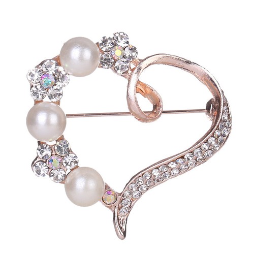 Gorgeous Women Faux Pearl Inlay Peach Heart Brooch Pin Shirt Badge 78 ...