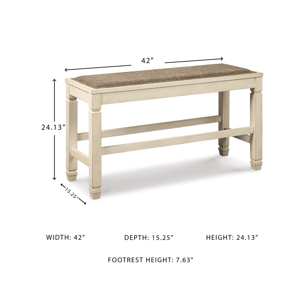 Bolanburg Double Upholstered Bench, Counter Height, Whitewash | eBay