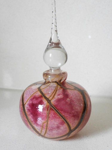 Australian Glass PERFUME BOTTLE CHERRY BLOSSOMS - Signed Greg Royer ...