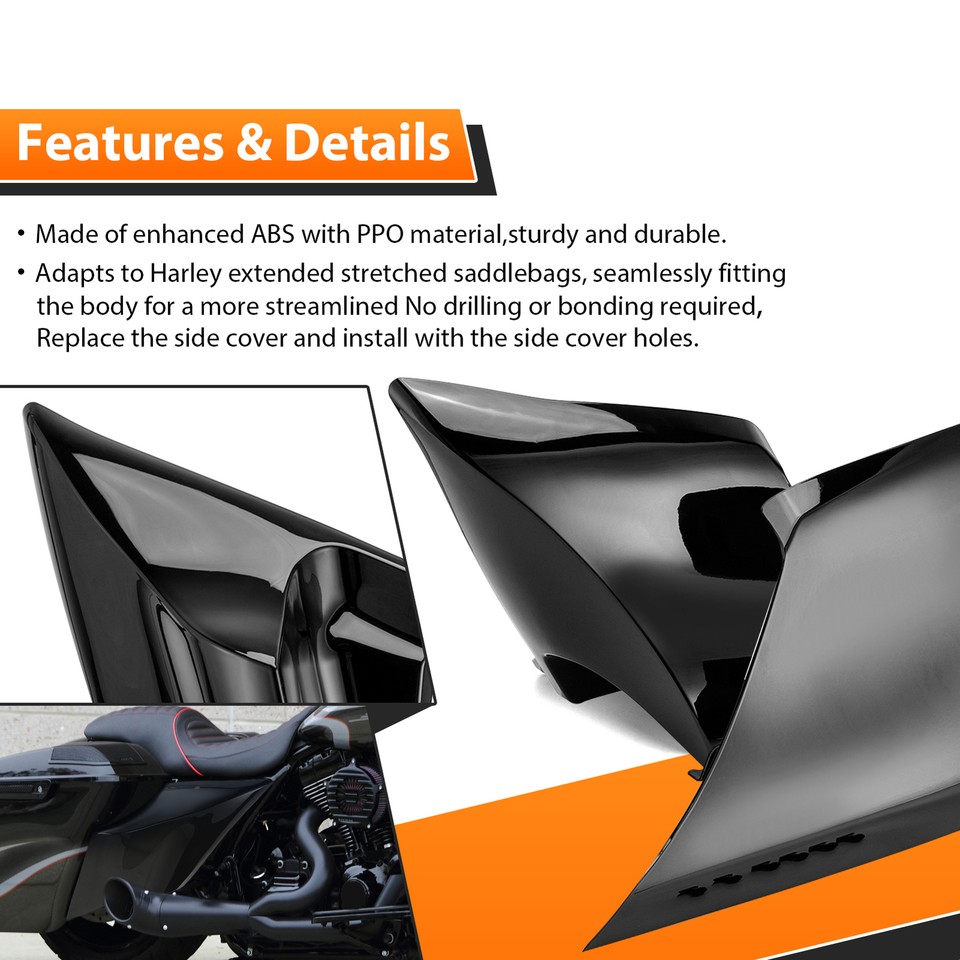 Side Covers Stretched Extended Side Panels Fit for Harley Touring FLT ...