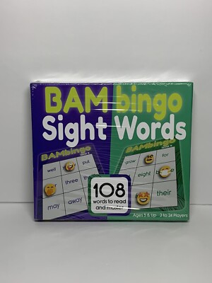 BAM Bingo Sight Words Game, Ages 5+, 2+ Players 108 Vocabulary Words ...