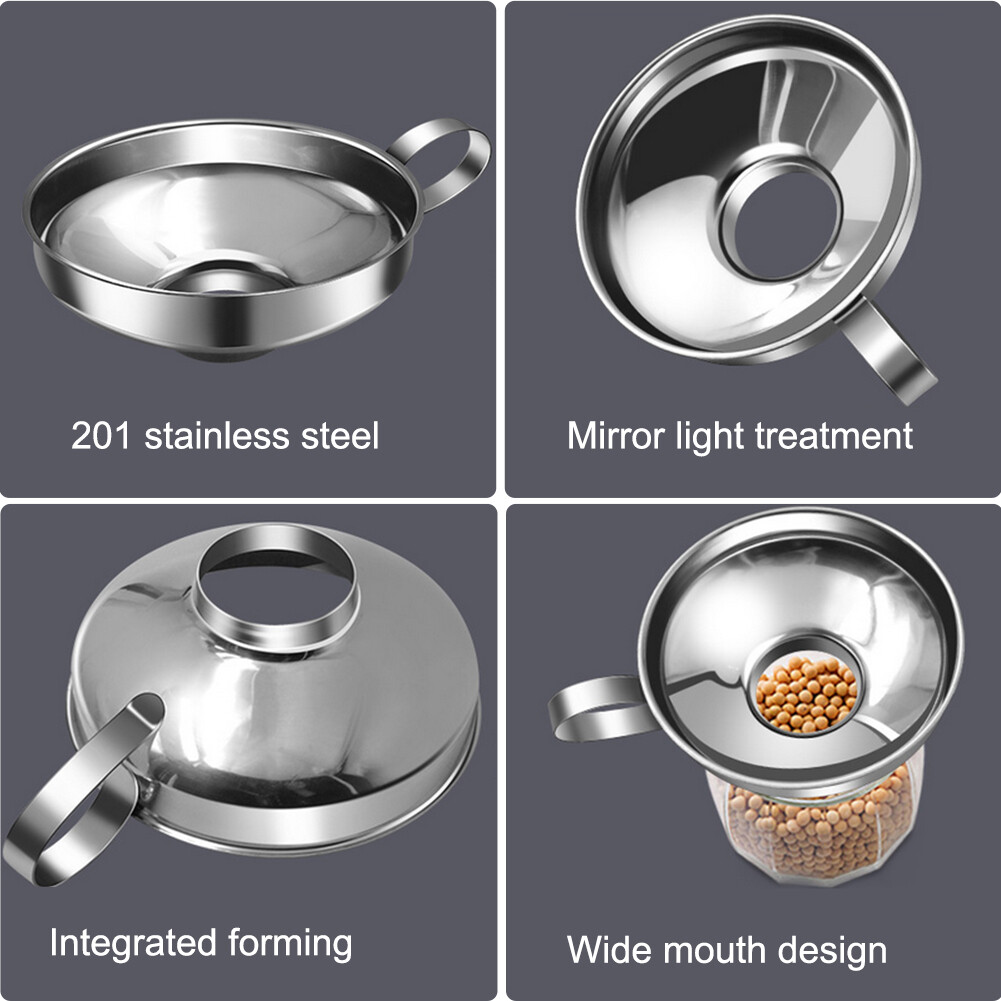 2pcs Large Opening Stainless Steel Funnel With Handle Transferring ...
