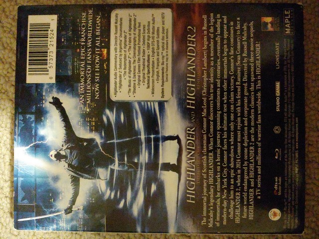 Highlander 2-Film Set (Blu-ray Disc, 2011, 2-Disc Set, 25th Anniversary ...