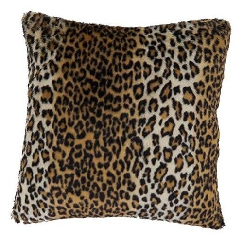 Guépard Collection Cheetah Print Faux Fur Throw Pillow 22" Poly Filled ...
