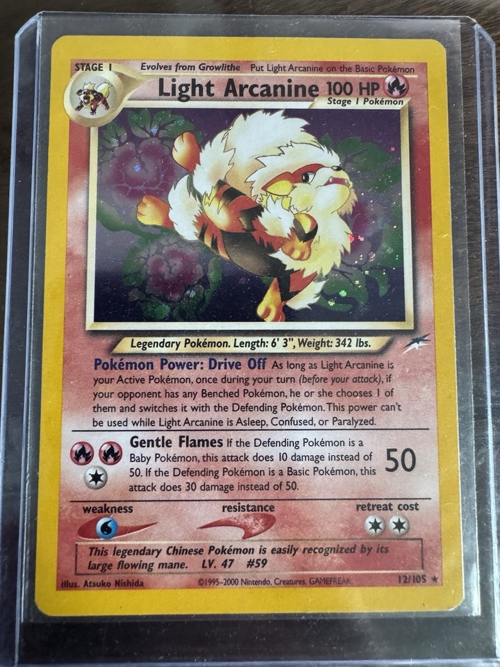 Pokémon TCG Light Arcanine Neo Destiny Holo Card 12/105 Unlimited Rare ...