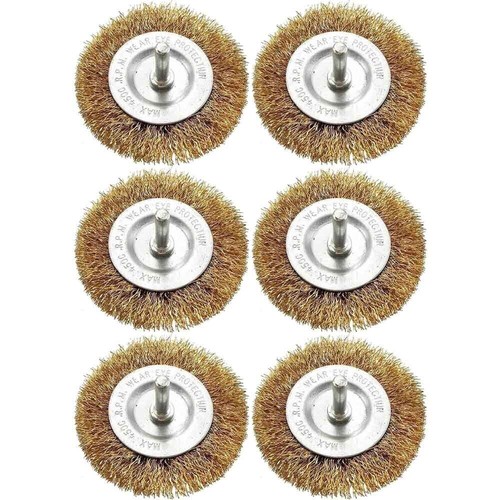 6Pcs 4" Flat Wire Wheel 100mm Drill Rotary Brush Paint Rust Removal 1/4 ...