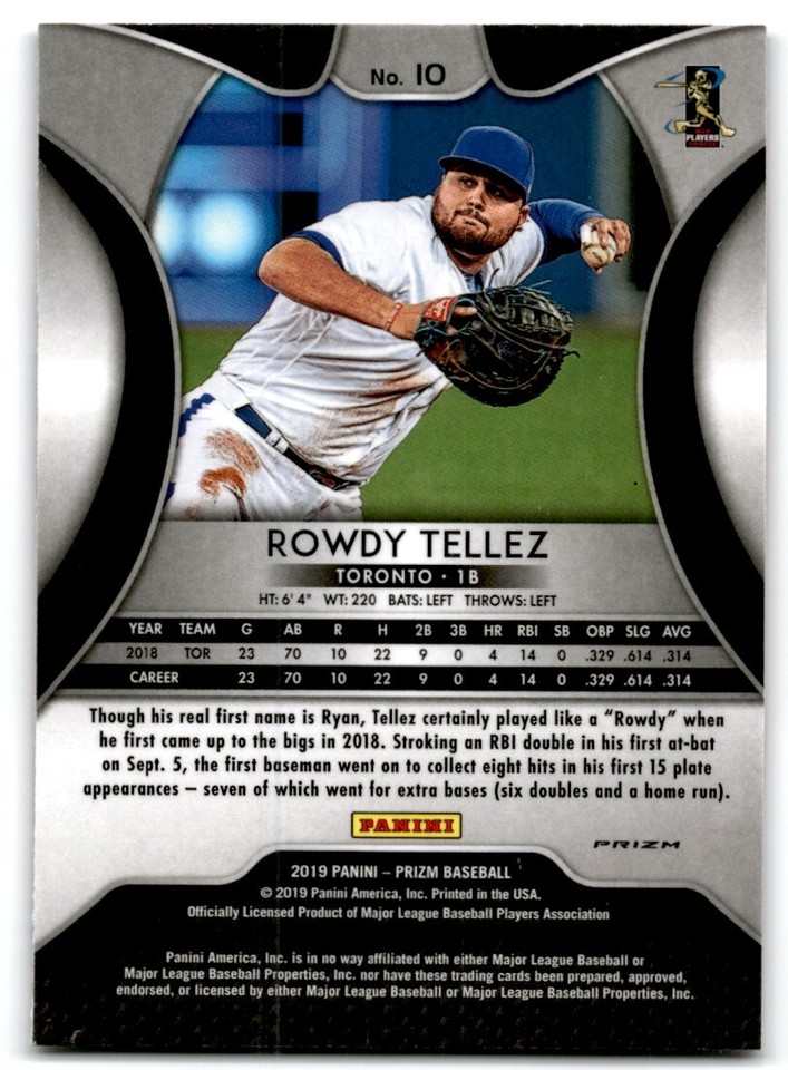 2019 Panini Prizm RED Rowdy Tellez RC Toronto Blue Jays #10 | eBay
