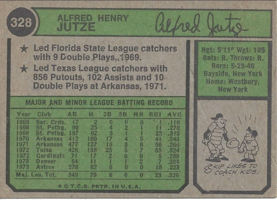 1974 Topps Skip Jutze 328 Astros VG | eBay